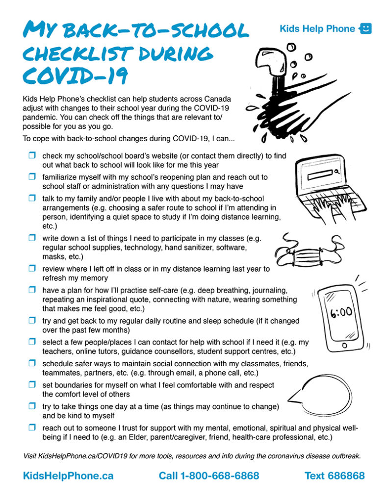 My back-to-school checklist during COVID-19 - Kids Help Phone