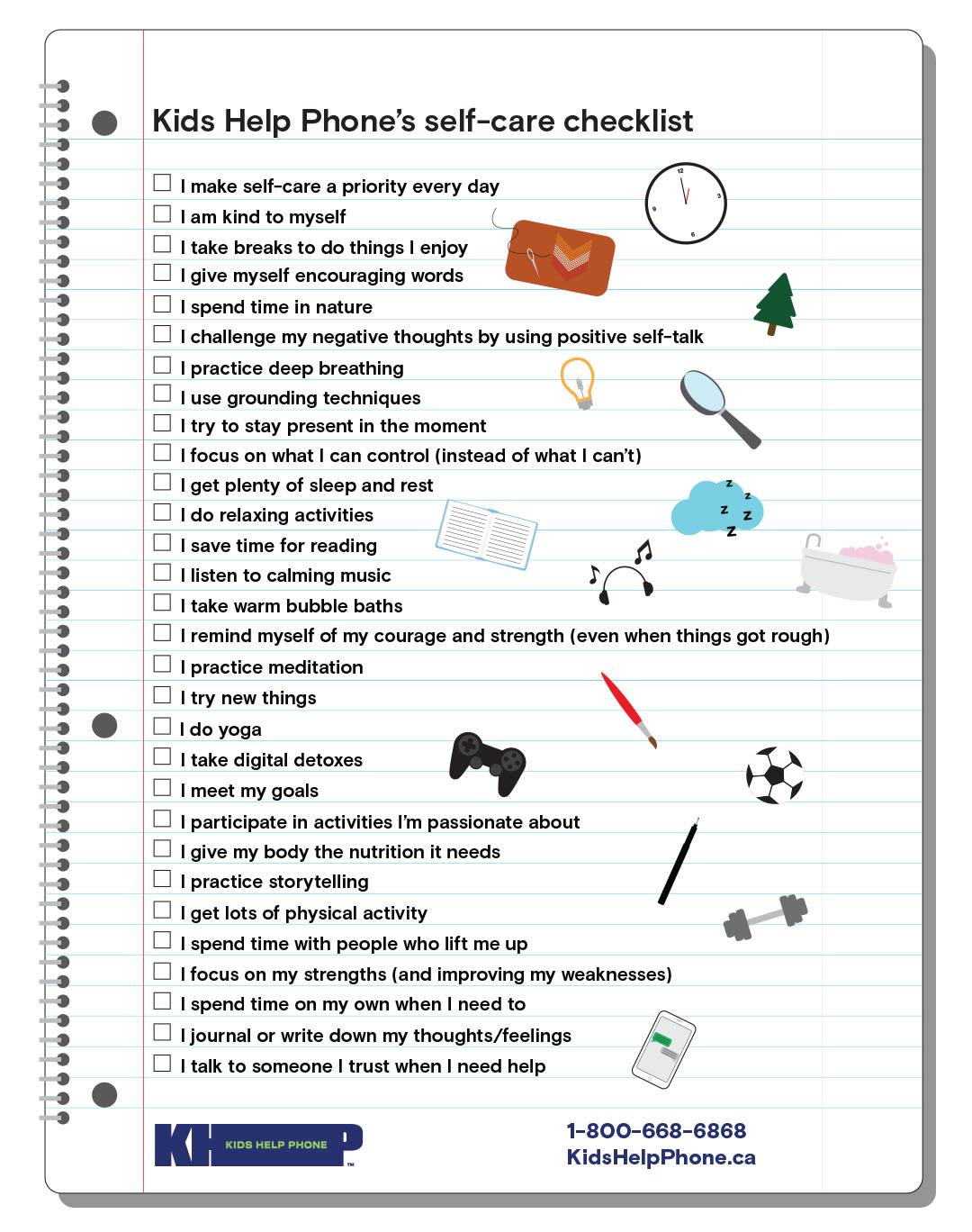 Kids Help Phone’s 2025 self-care checklist - Kids Help Phone